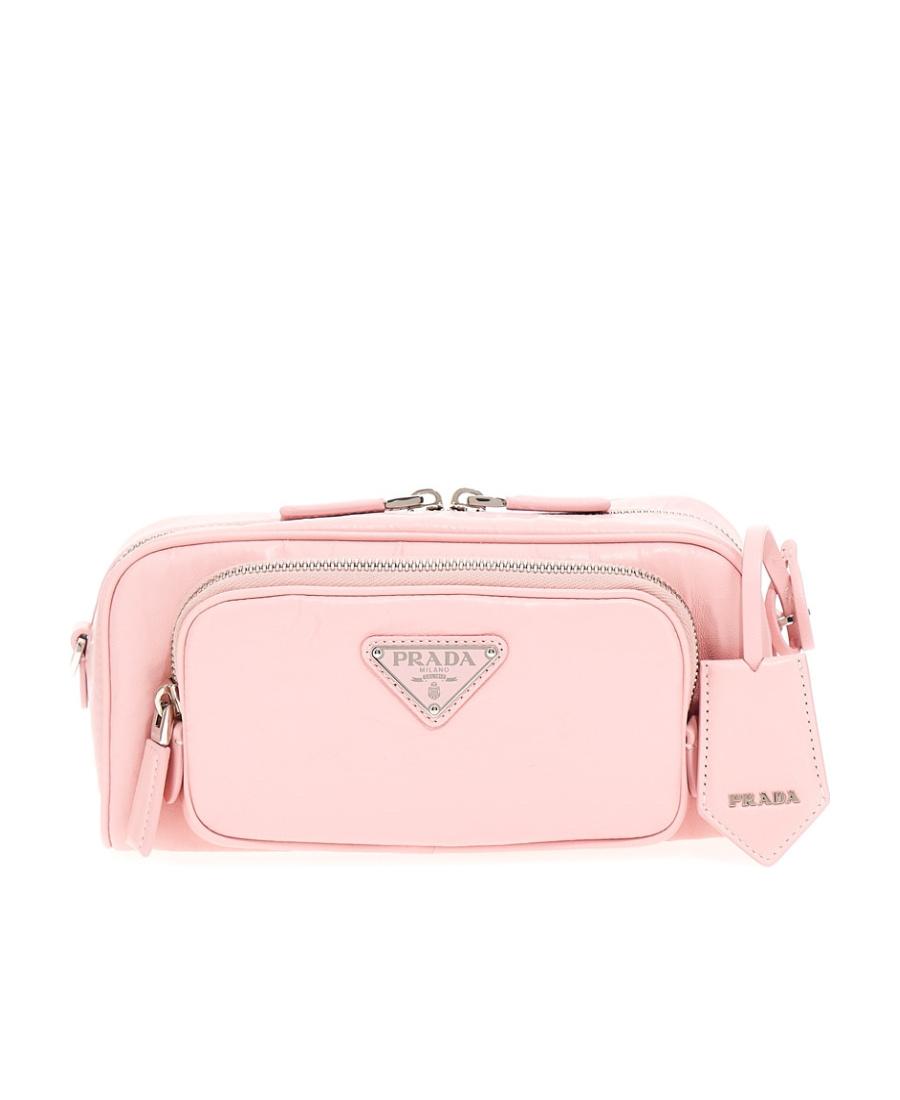 Prada Logo Zipper Crossbody Bag in Pink | Lyst