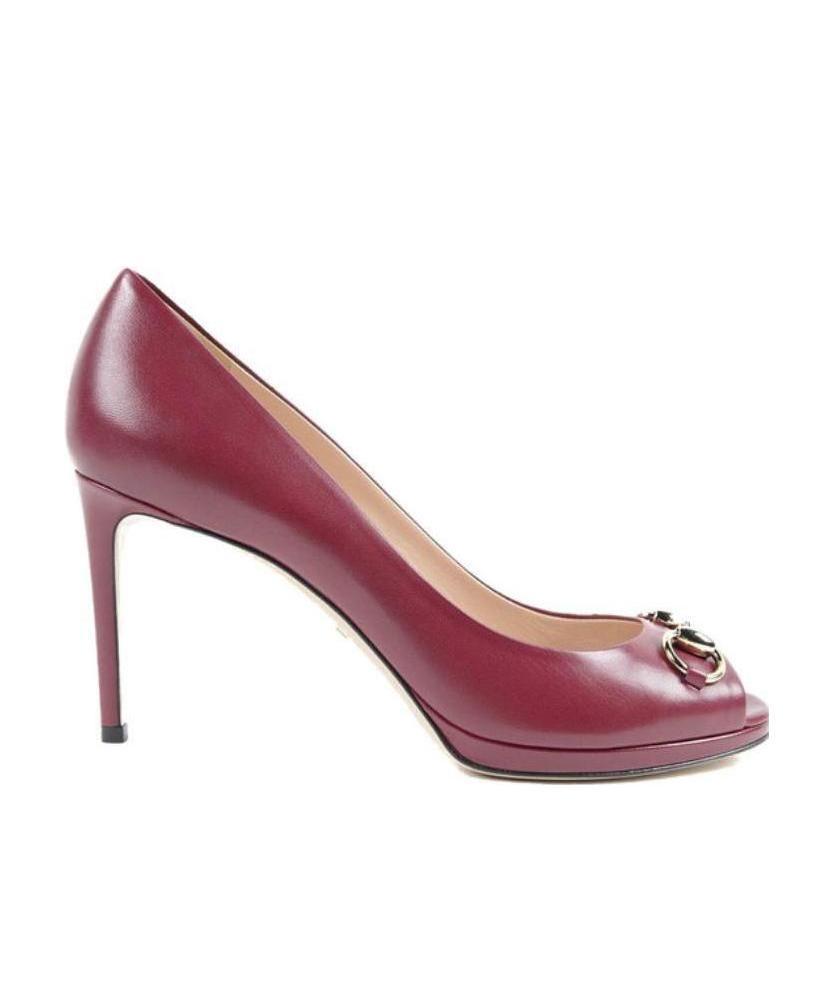 Gucci Logo Open-Toed Heels in Purple | Lyst