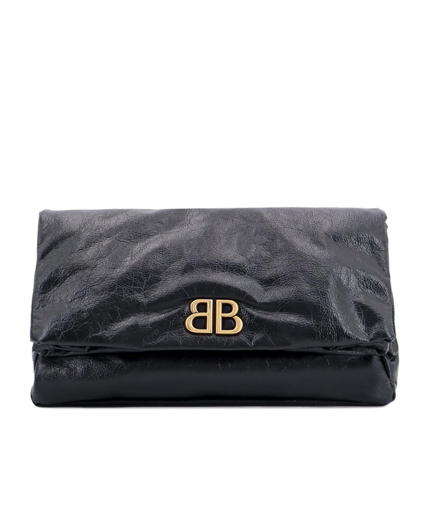 Balenciaga Monaco Bb Monogram Clutch Bag in Black | Lyst