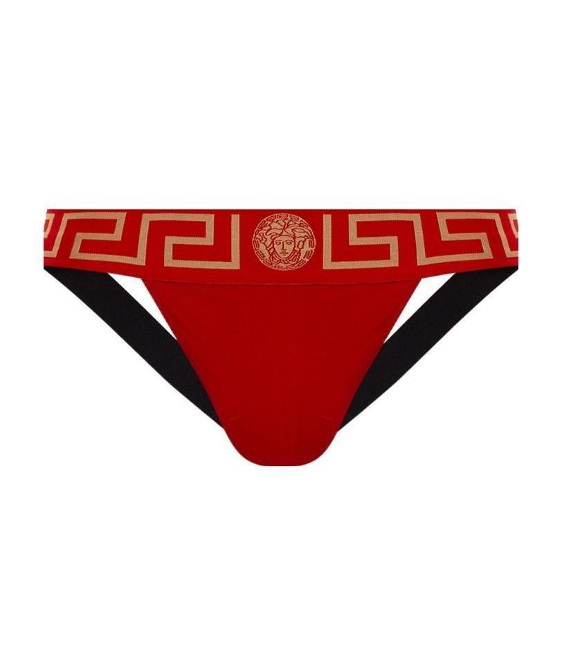 Versace Medusa Motif Jockstrap In Red For Men Lyst