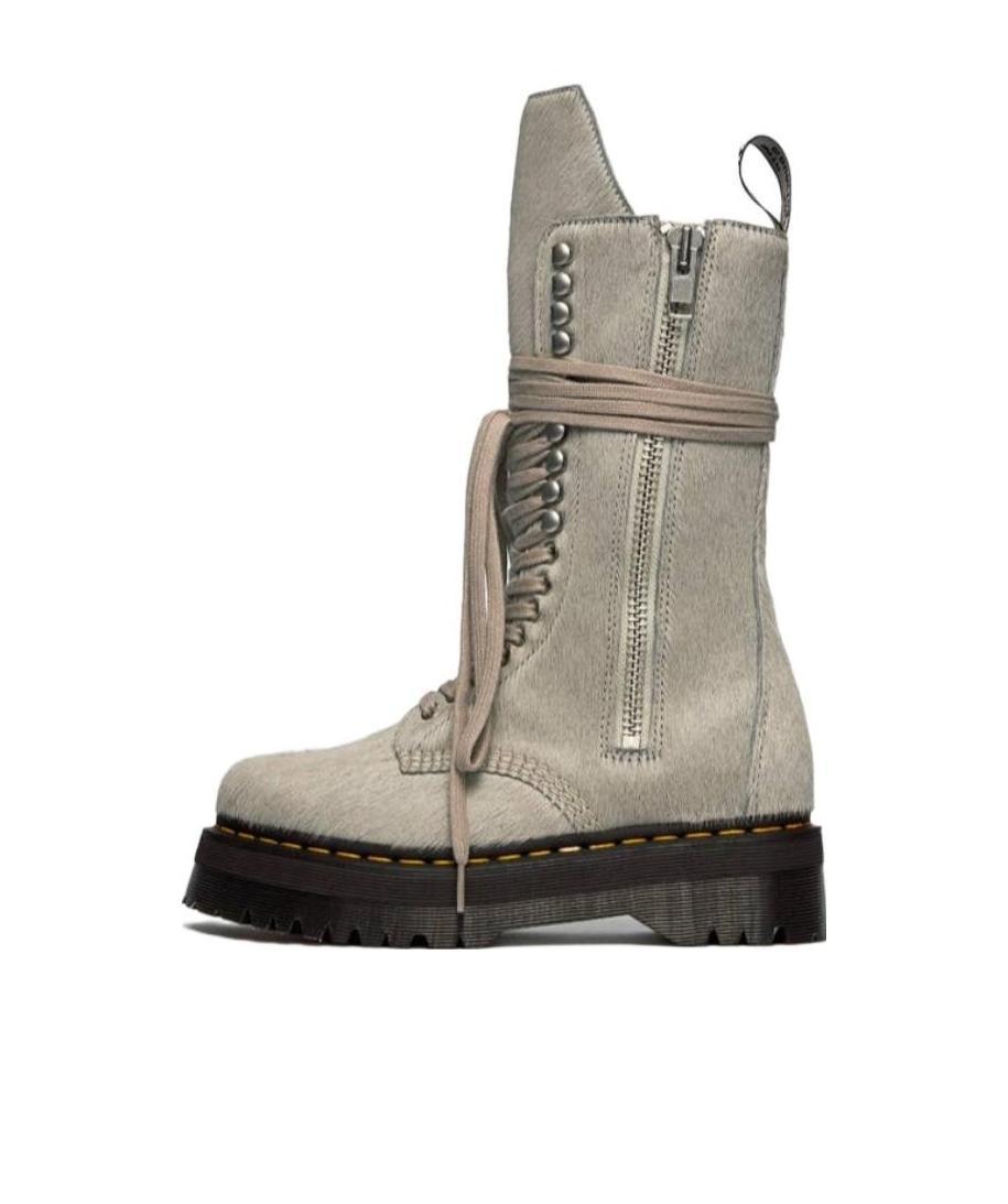 Rick Owens X Rick Owens Textured Chunky Lace-Up Boots in Gray | Lyst