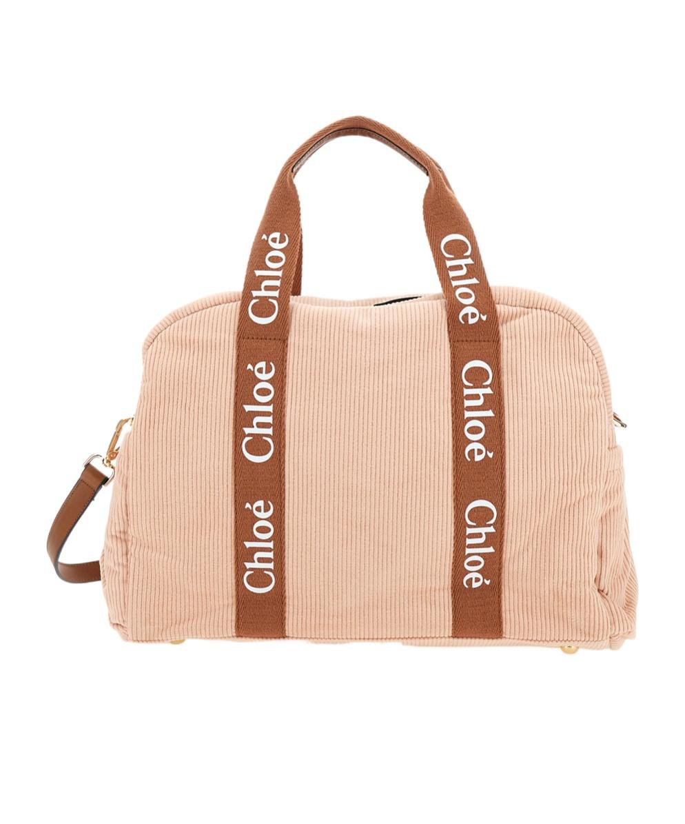 Chloé Chloé Kids Logo Priinted Ribbed Mummy Bag in Pink | Lyst