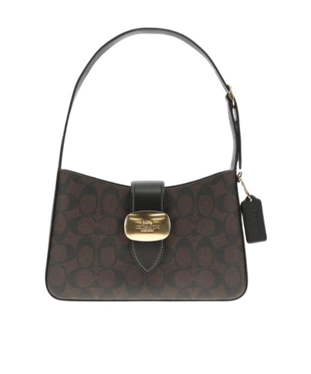 COACH Eliza Logo Shoulder Bag in Black | Lyst