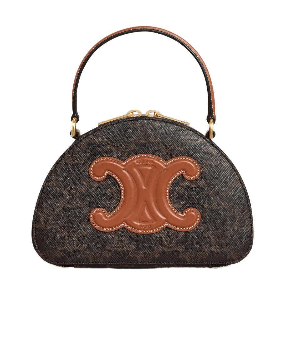 Celine Triomphe Logo Shoulder Bag in Black | Lyst