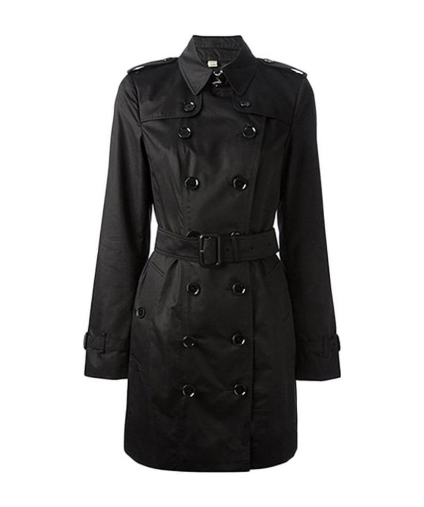Burberry Button Coat in Black | Lyst
