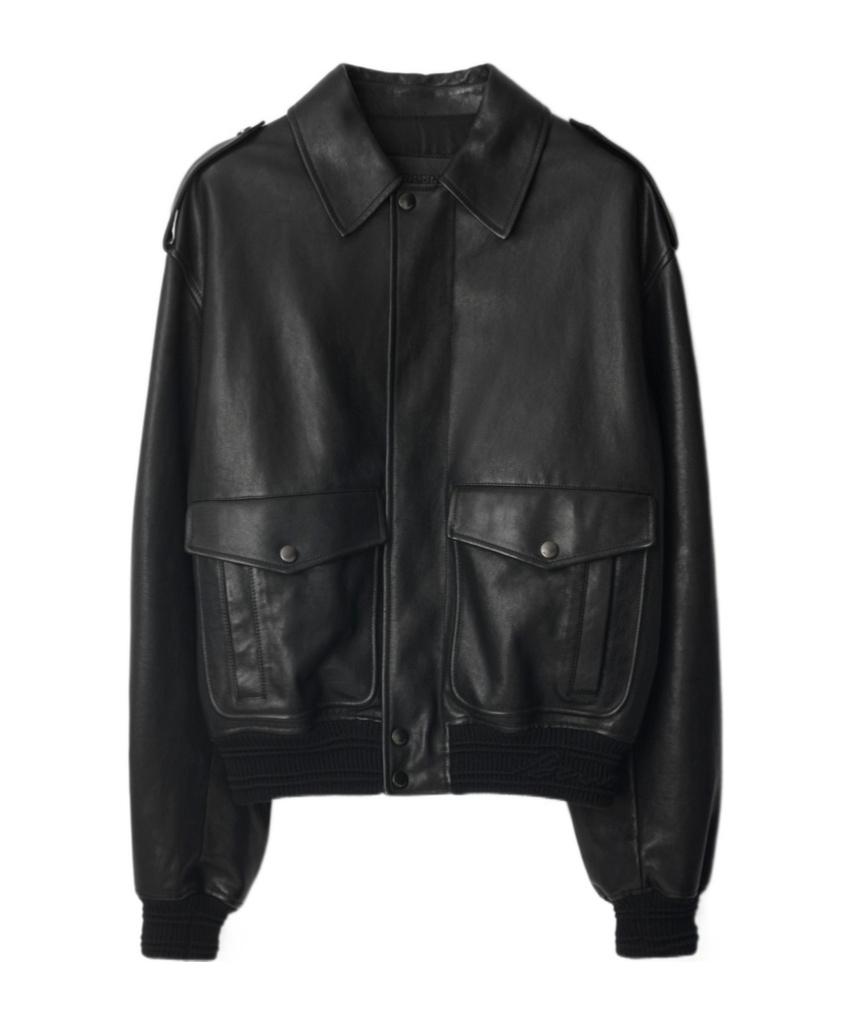 Burberry Pilot Leather Jacket in Black for Men | Lyst