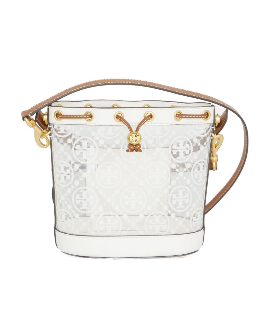 Tory Burch T-Monogram Transparent Bucket Bag in White | Lyst