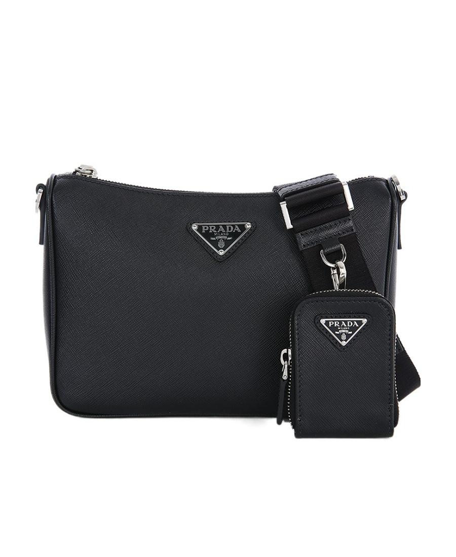 Prada Logo Strap Satchel in Black | Lyst