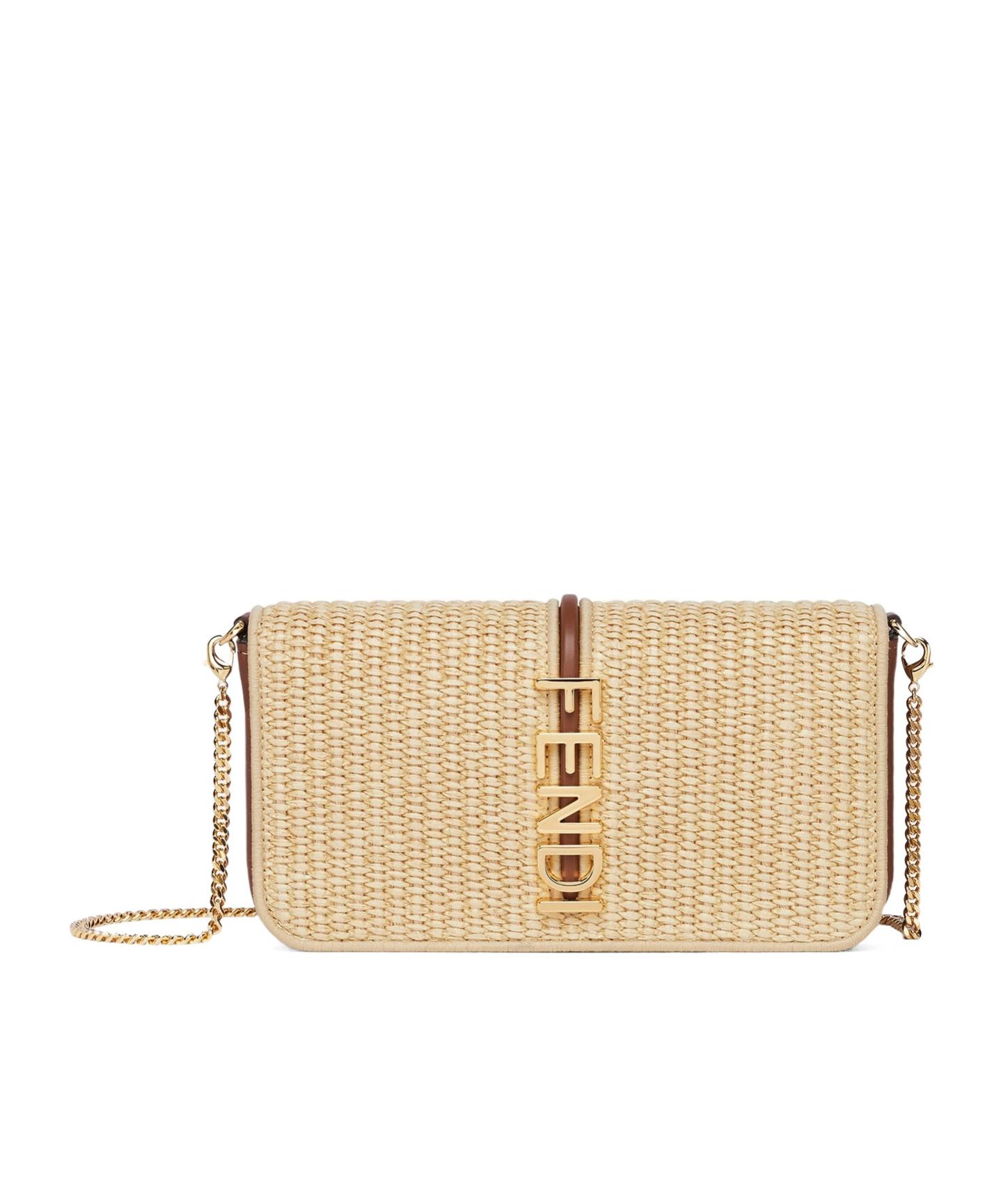 Fendi Graph Logo Shoulder Bag in Natural | Lyst
