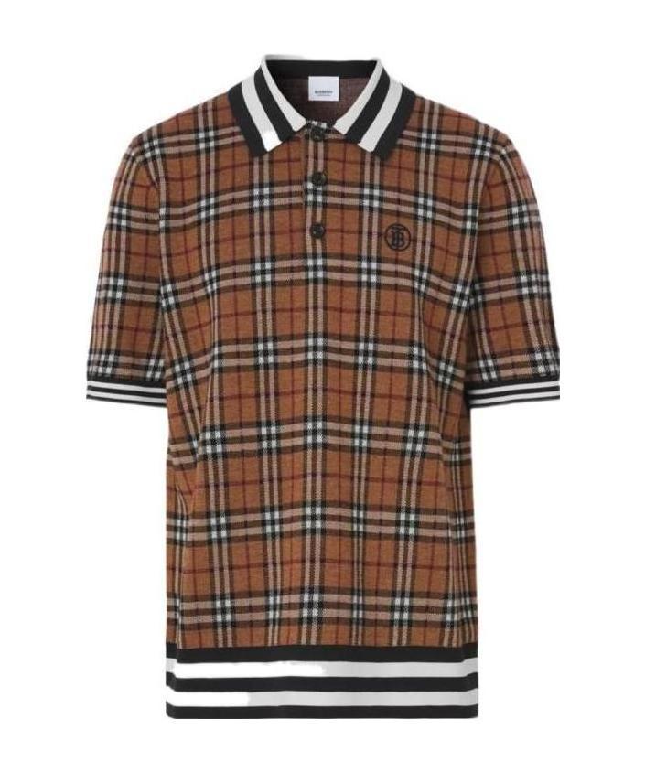 Burberry Check Wool-Jacquard Polo Shirt in Brown for Men | Lyst