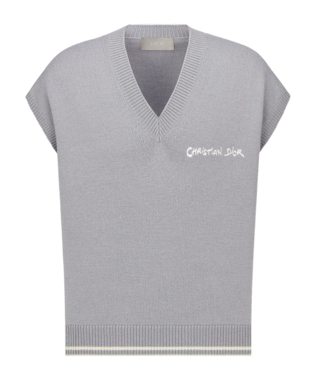 Dior Logo Wool Vest in Gray for Men | Lyst