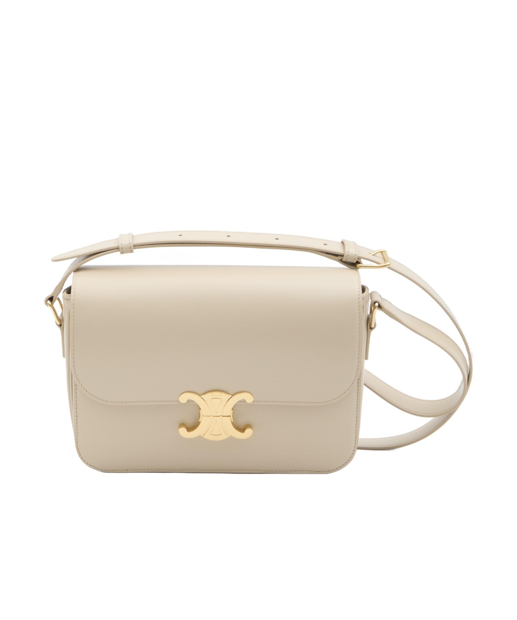 Celine Triomphe Cross-Body Bag in White | Lyst