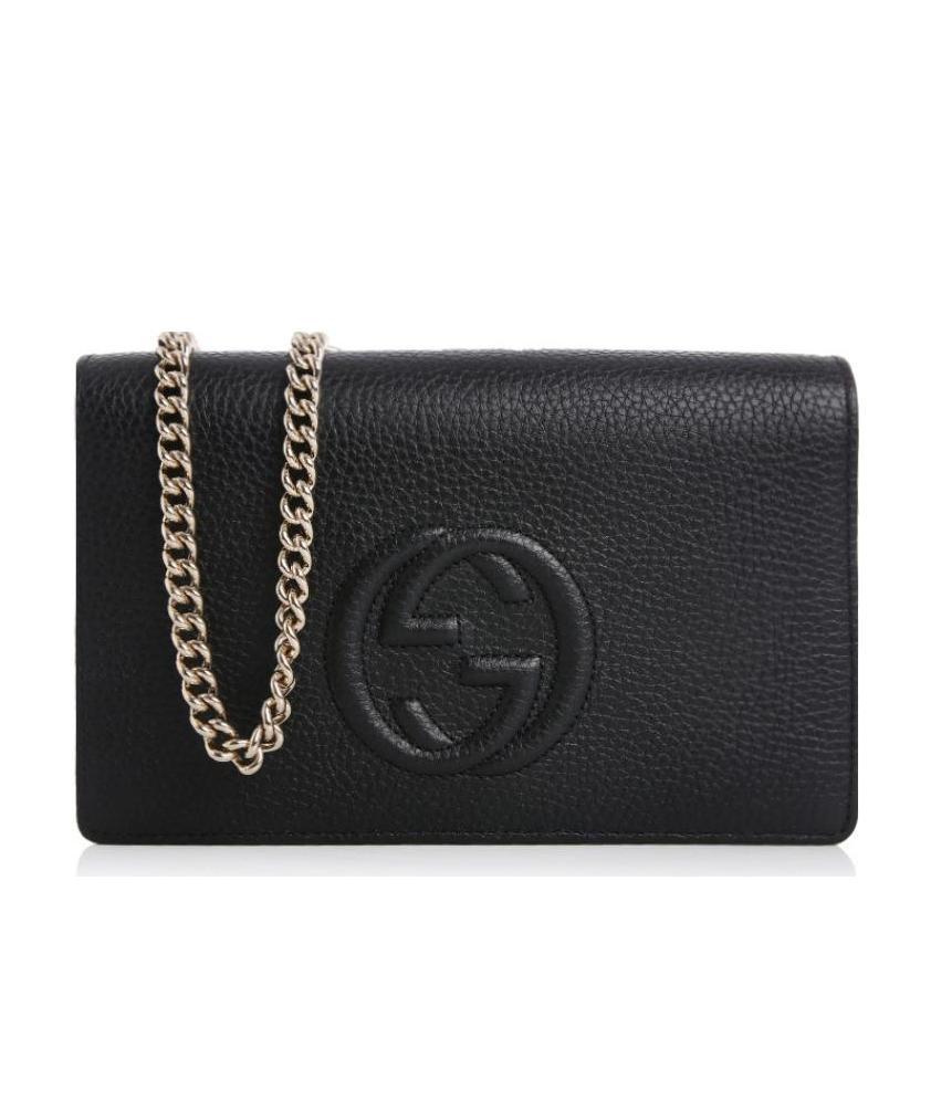 Gucci Logo Chain Shoulder Bag in Black | Lyst