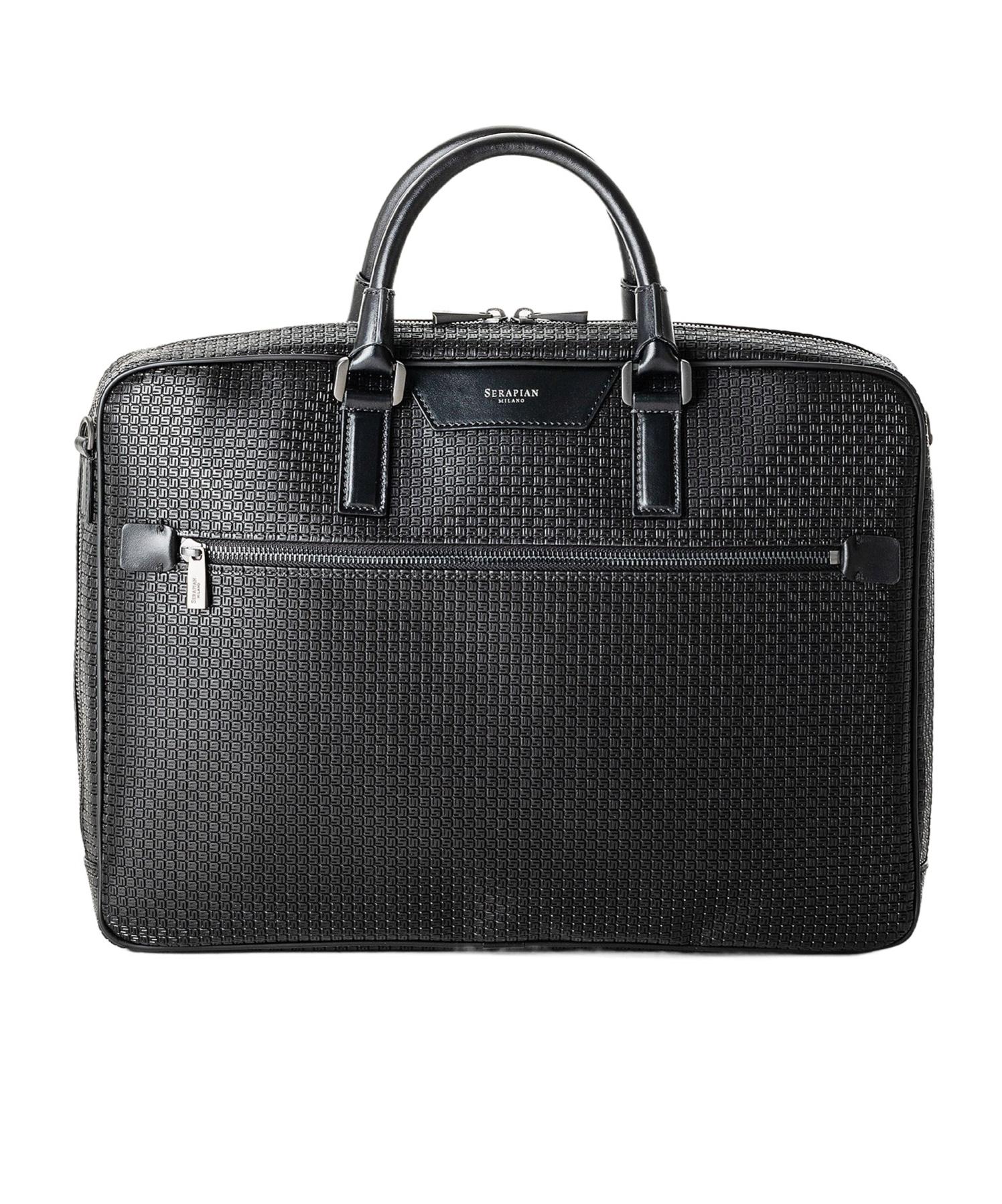 Serapian Logo-Monogram Leather Laptop Bag in Black for Men | Lyst