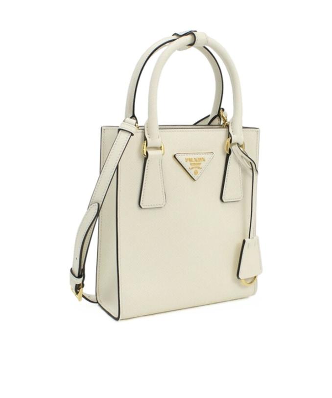 Prada Saffiano-Leather Tote Bag in Natural | Lyst