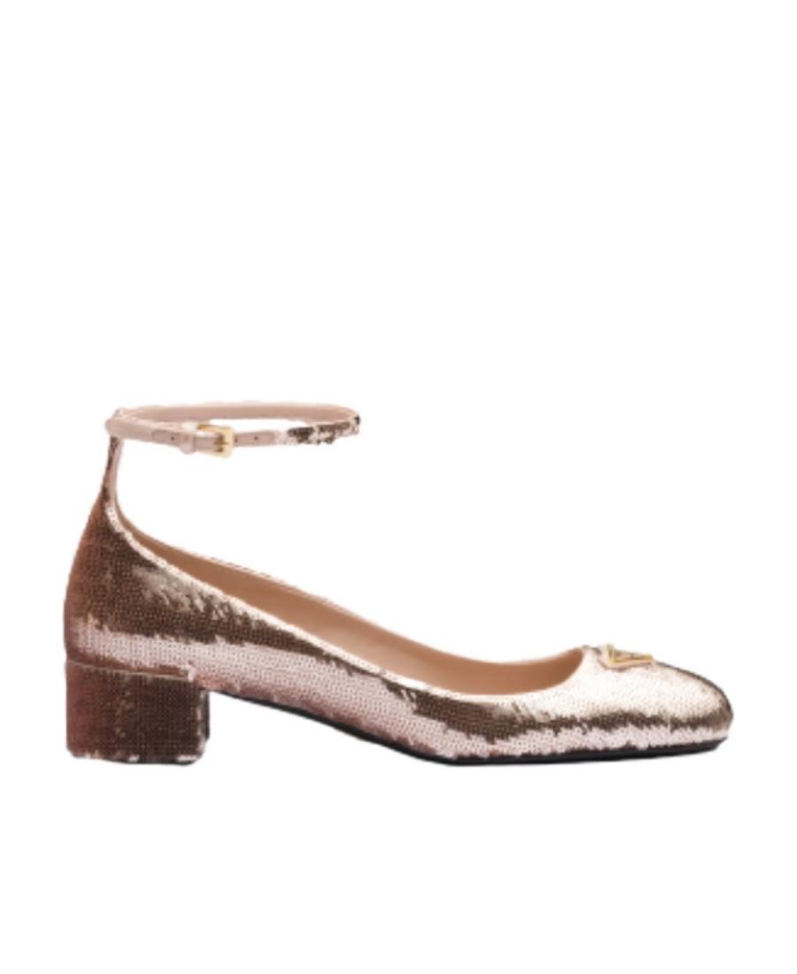 Prada Logo Sequined High Heels in Pink | Lyst