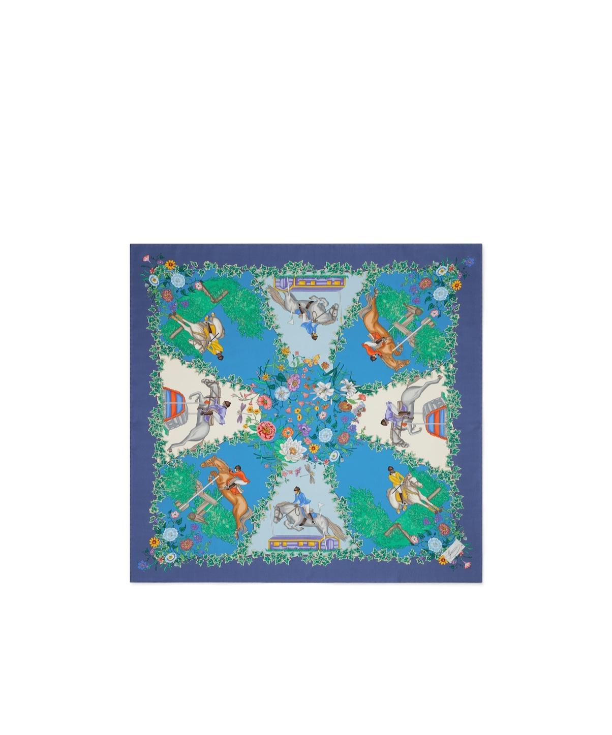 Gucci Full Body Floral Printed Silk Scarf in Blue | Lyst