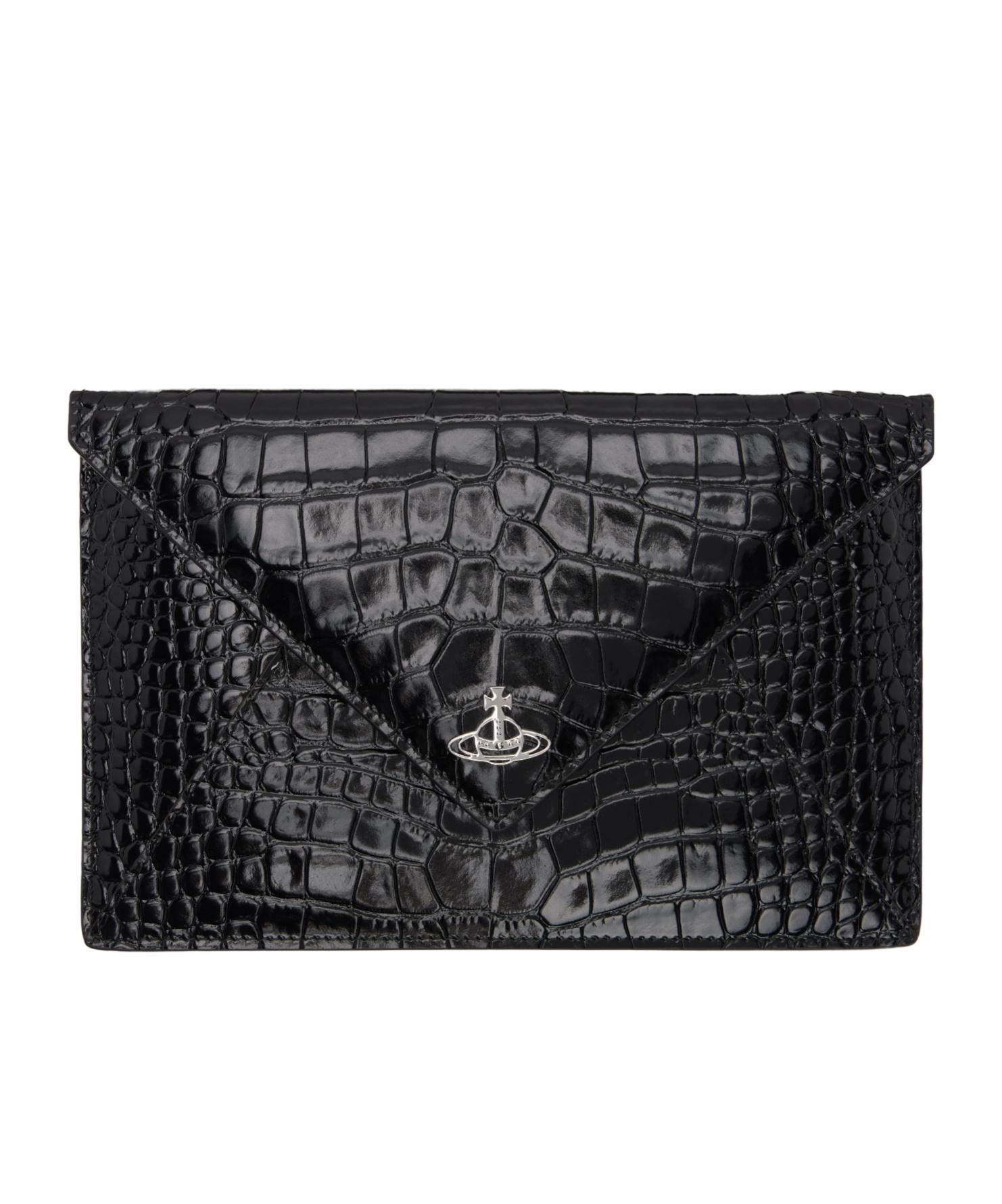 Vivienne Westwood Crocodile Envelope Clutch in Black | Lyst