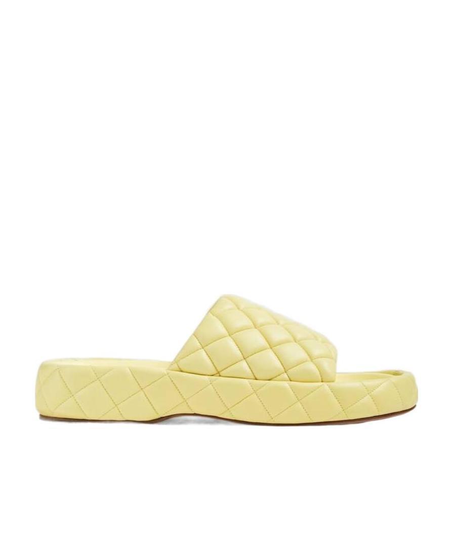 Bottega Veneta Logo Quilted Flat Bottom Flip-Flop in Yellow | Lyst