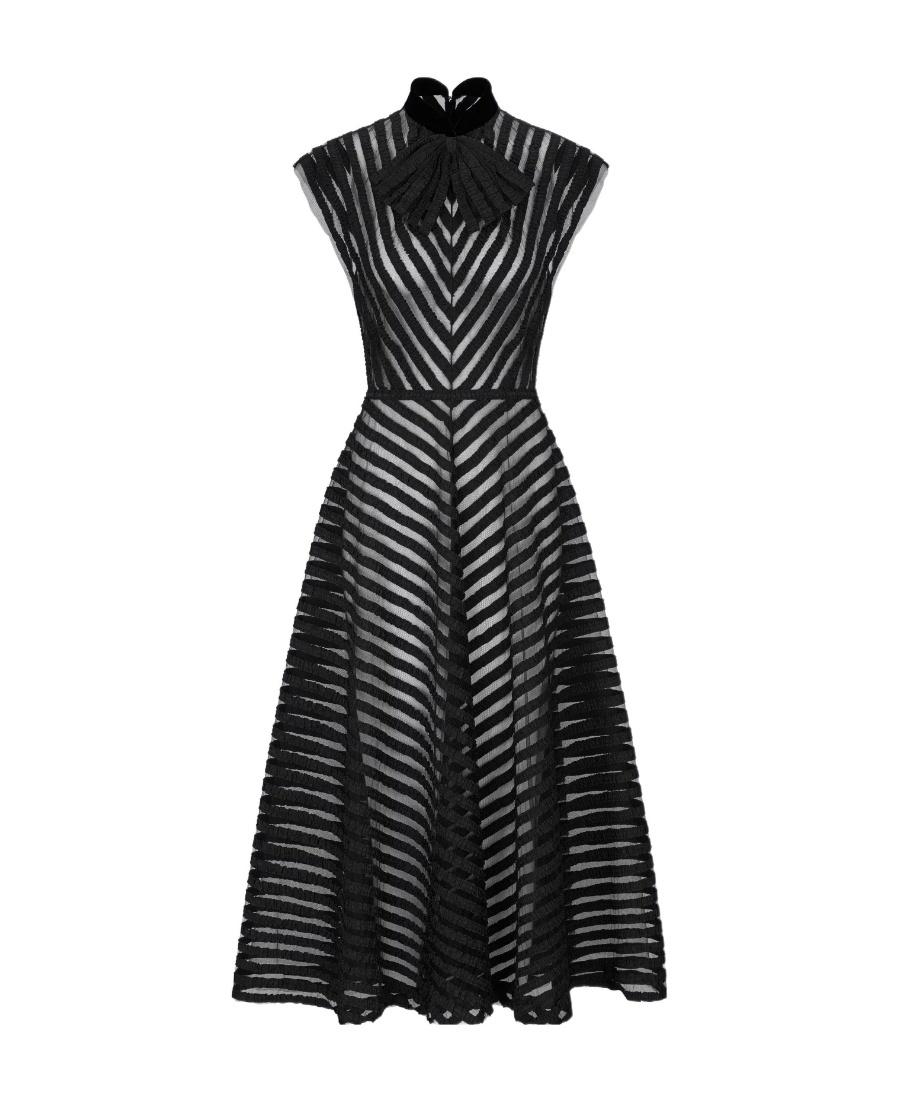 Dior Medium Length Embroidered Dress in Black | Lyst