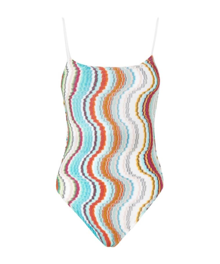 Missoni One-Piece Swimsuit With Wave Pattern in White | Lyst