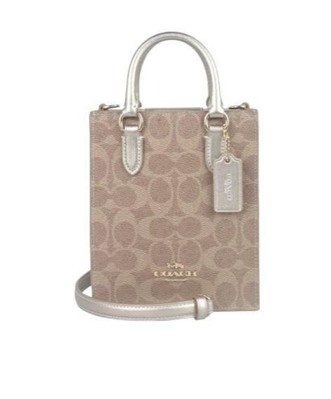 COACH Letter Logo Shoulder Bag in Natural | Lyst