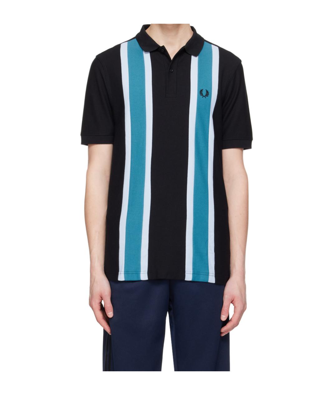 Fred Perry Logo Striped Polo Shirt in Blue for Men | Lyst