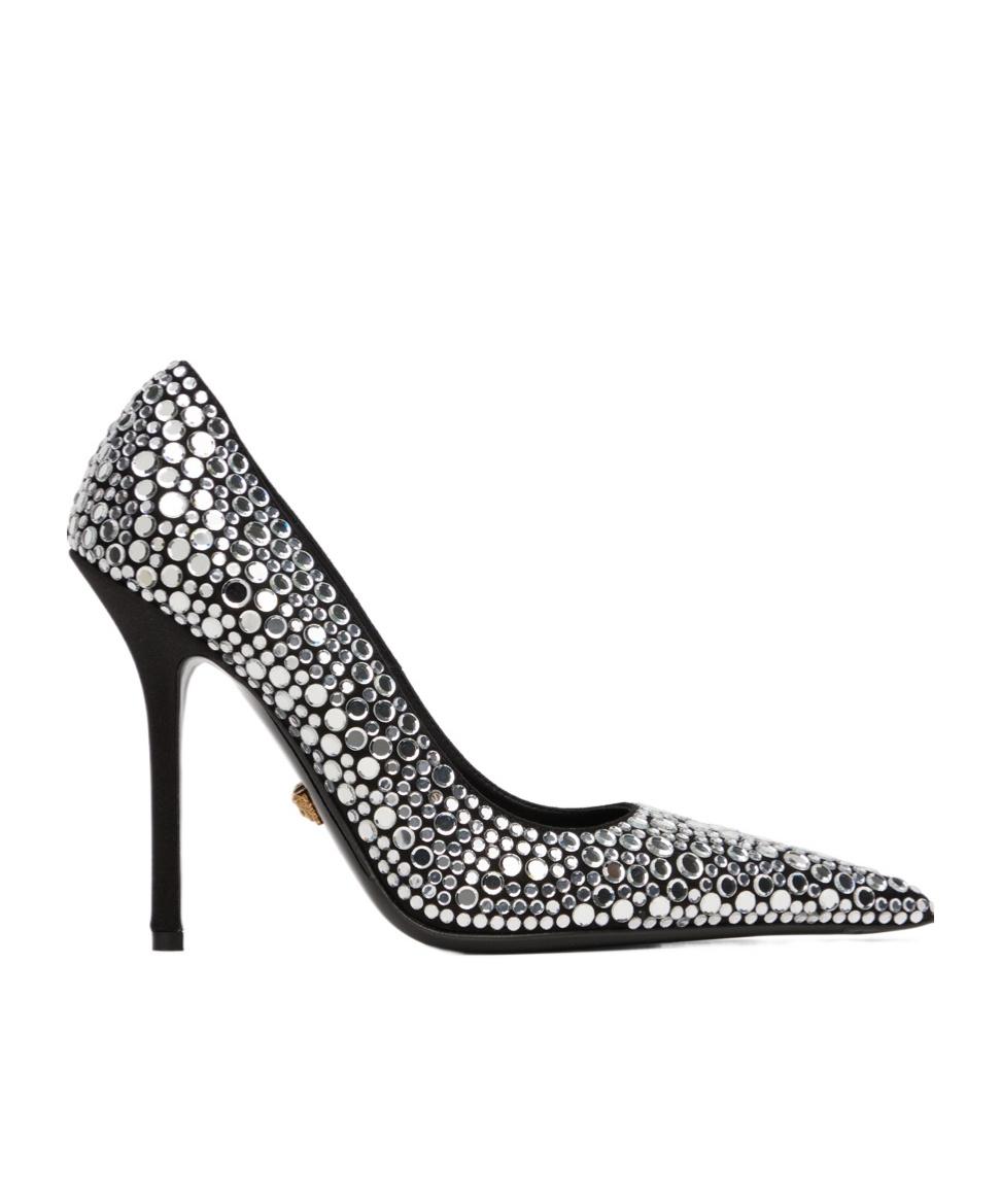 Versace Crystal Details High Heels in Metallic | Lyst
