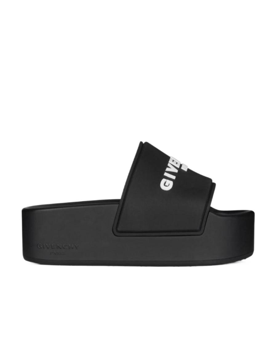 Givenchy Logo-Embellished Flatform Slides in Black | Lyst