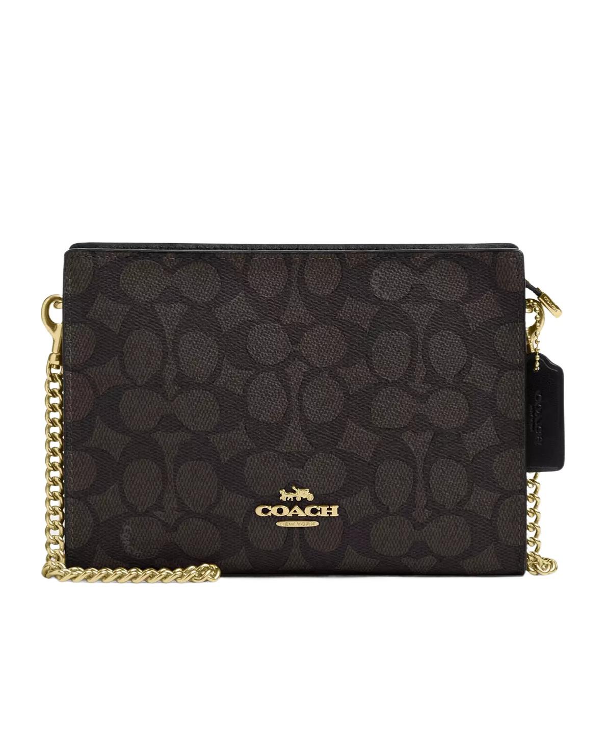 COACH Slim Iconic Canvas Crossbody Bag in Black | Lyst