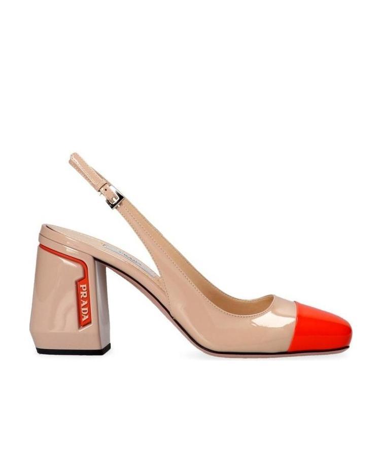 Prada Logo Decoration Patent Leather High-Heeled Sandals in Pink | Lyst