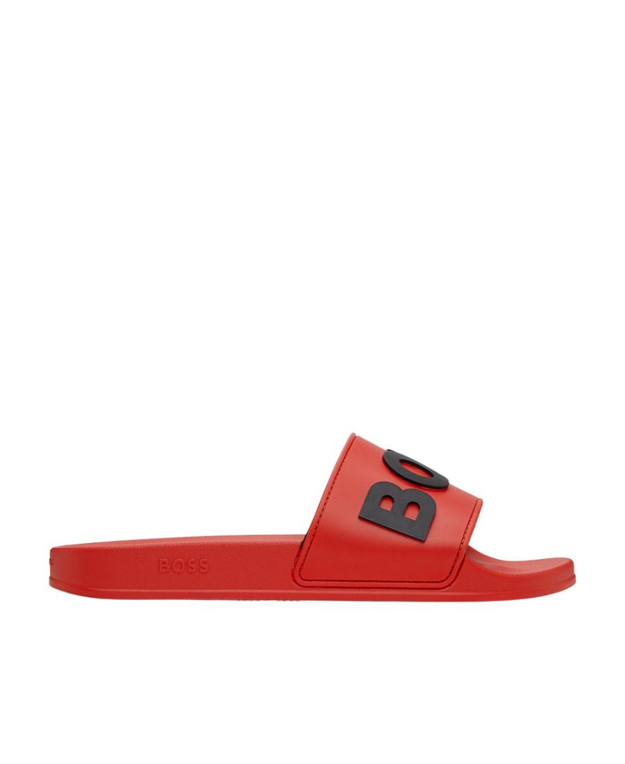 BOSS Logo-Appliqué Sliders in Red for Men | Lyst