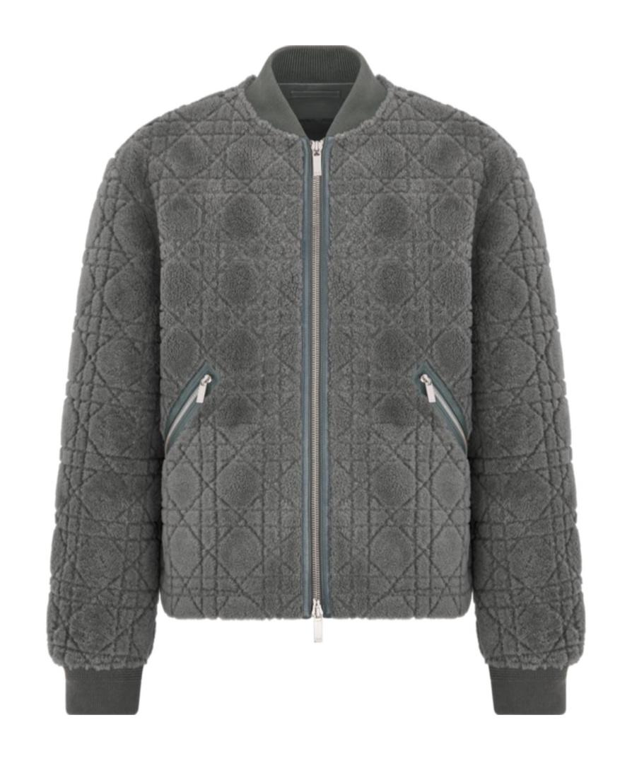 Dior Wool Rattan Checked Pilot Jacket in Gray for Men | Lyst