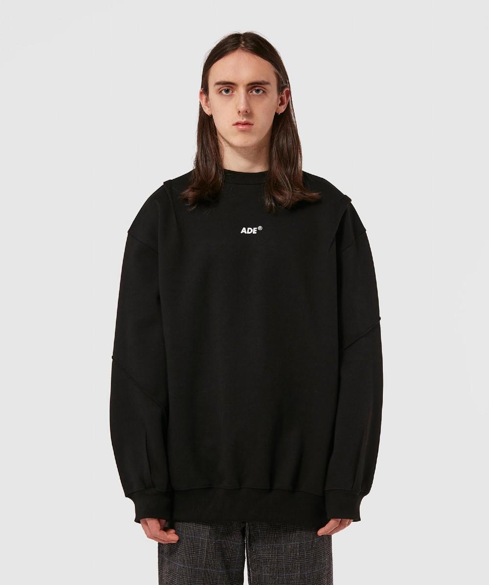 ADER error Cotton Multi Pleat Crewneck Sweatshirt in Black for Men - Lyst