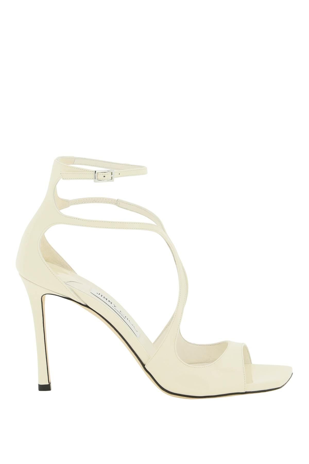 Jimmy Choo Patent Leather Azia 95 Sandals in White | Lyst Jimmy Choo Patent Leather Azia 95 Sandals in White | Lyst