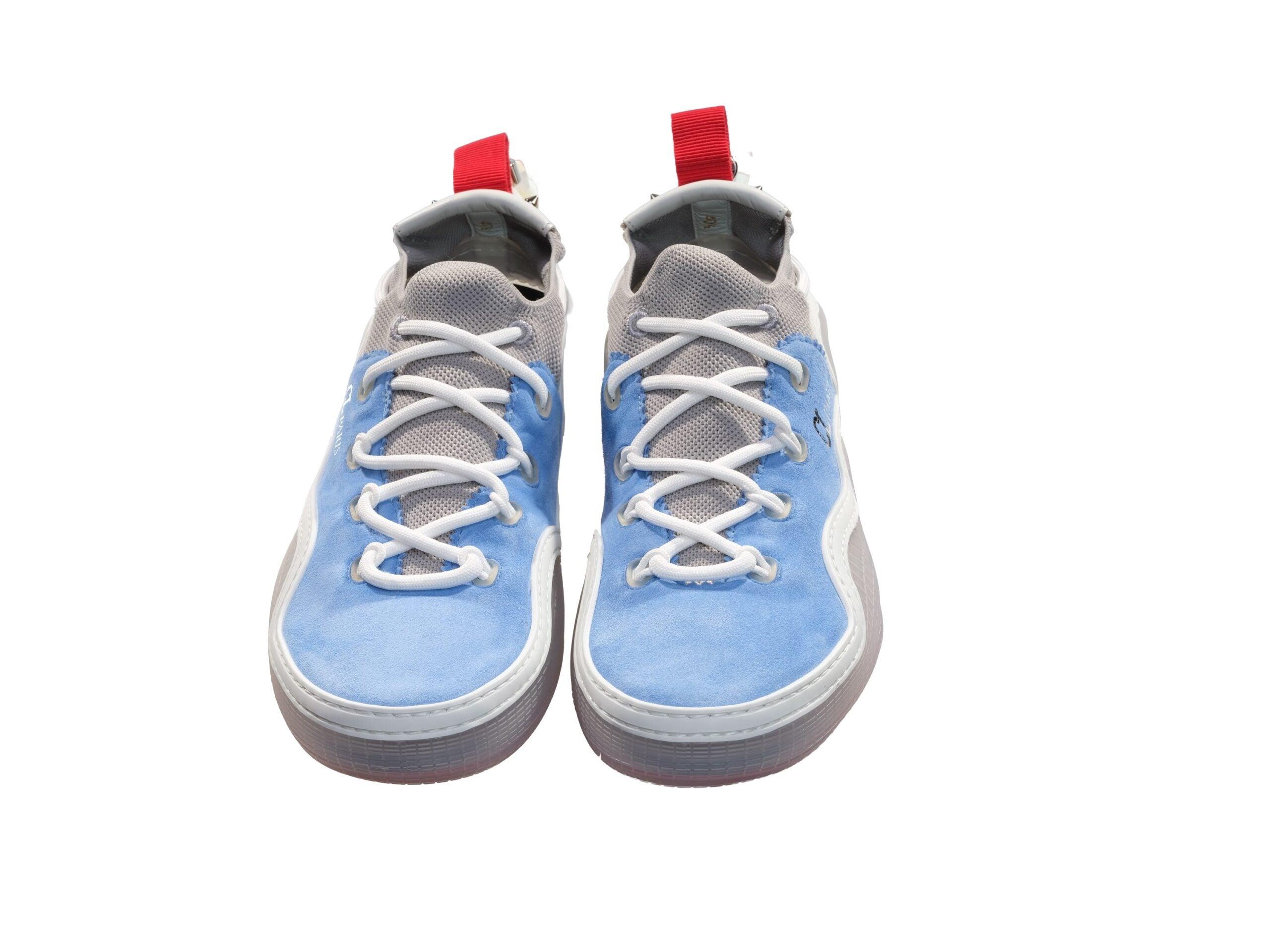 Christian Louboutin Arpoador Flat Light Blue Suede Sneakers for Men | Lyst