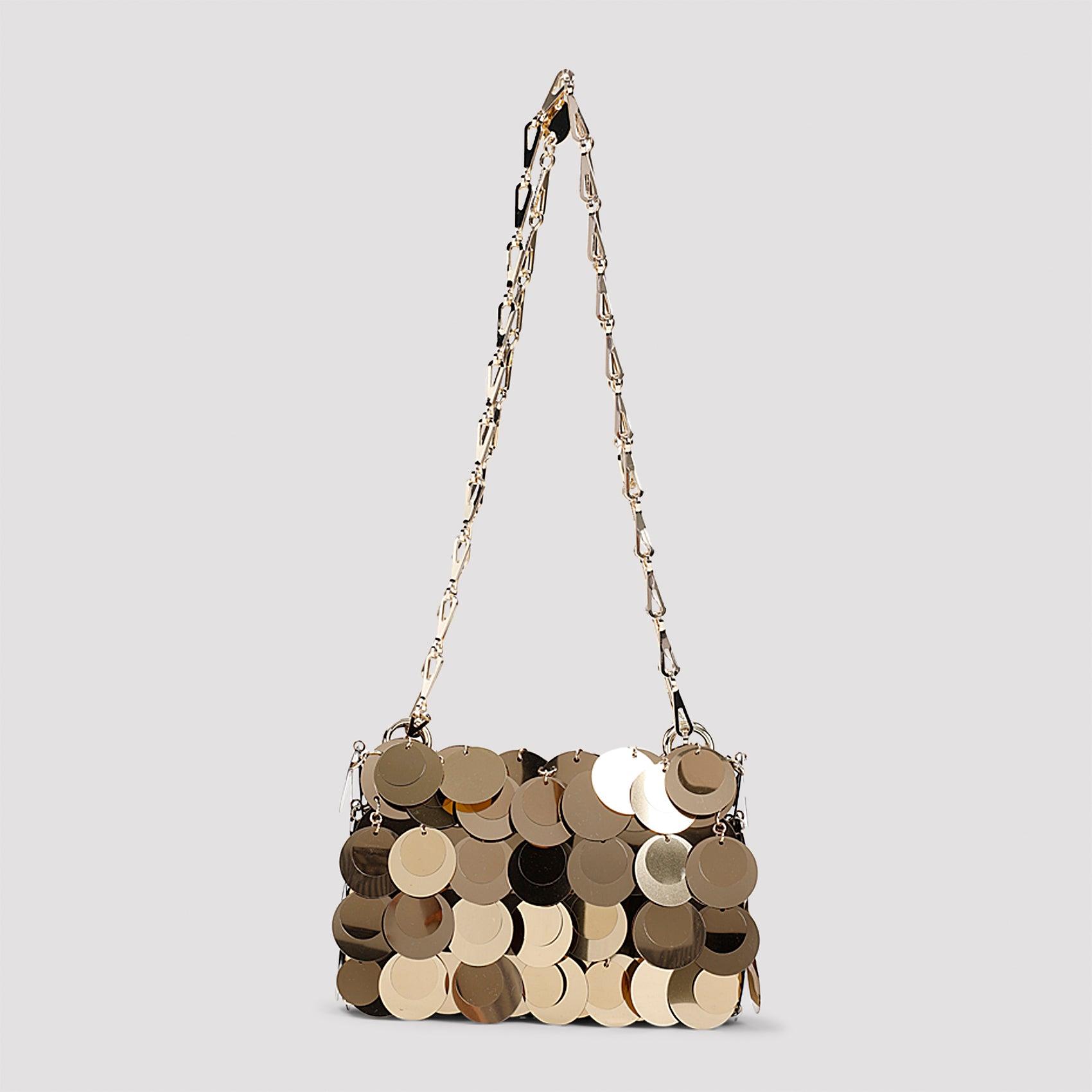 Rabanne Light Gold Sparkle Nano Bag in Natural | Lyst
