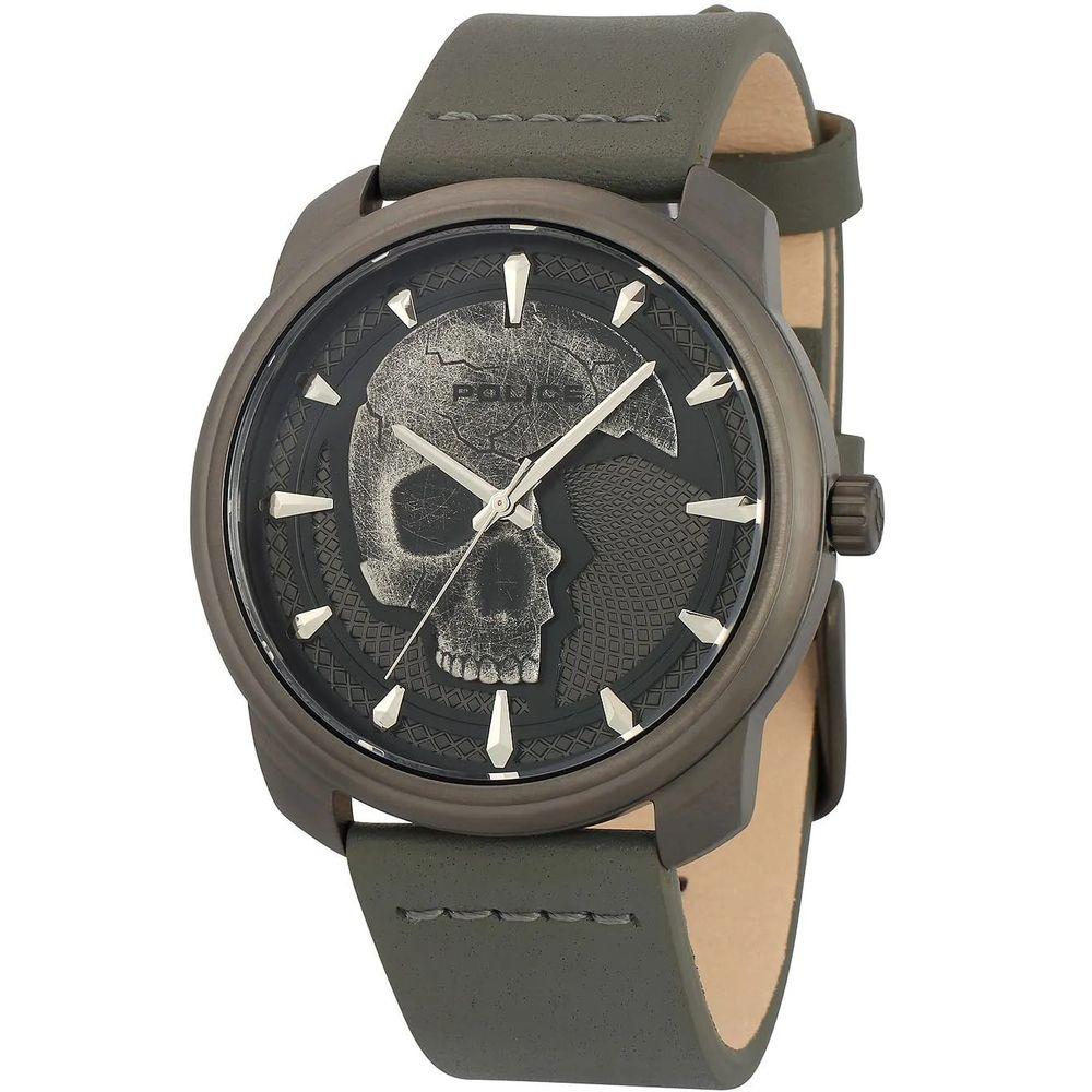 Police Green Leather Watch in Gray for Men | Lyst