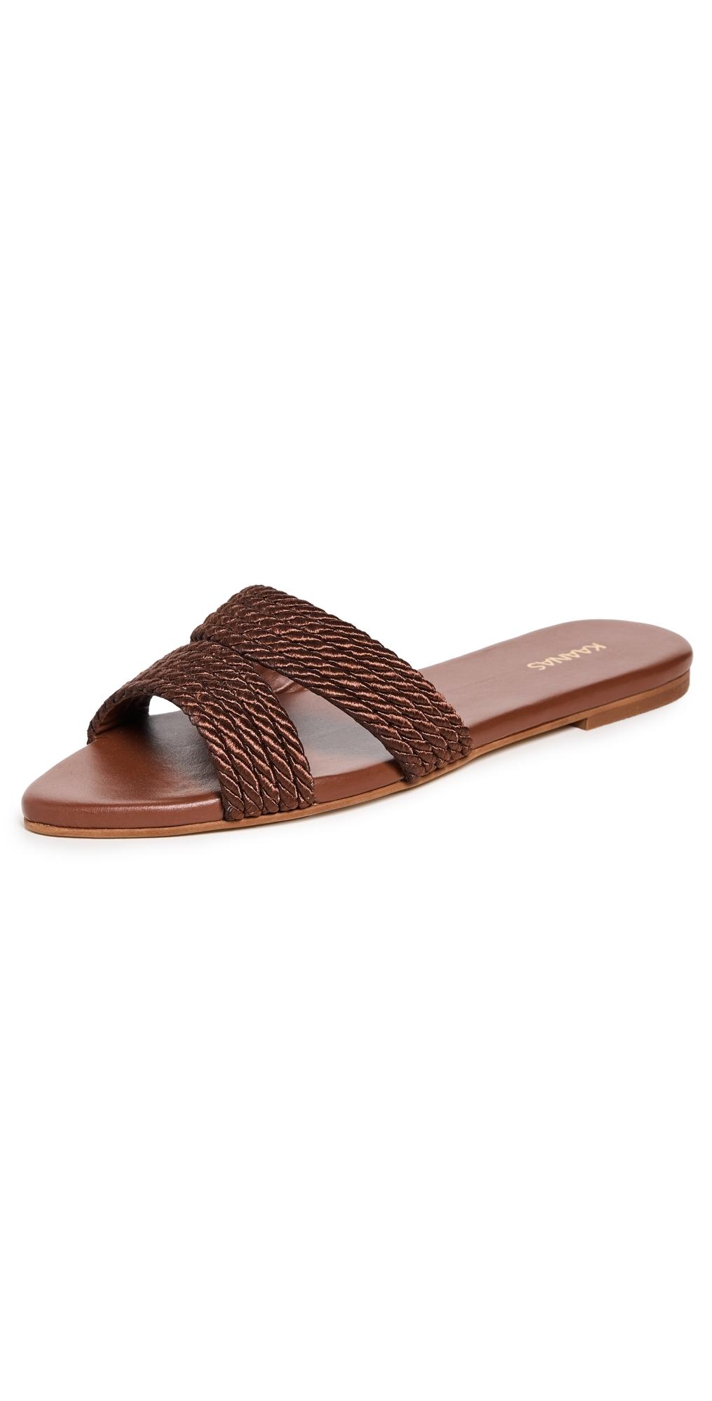 Kaanas Ivy Corded Pointed Toe Slides in Brown | Lyst