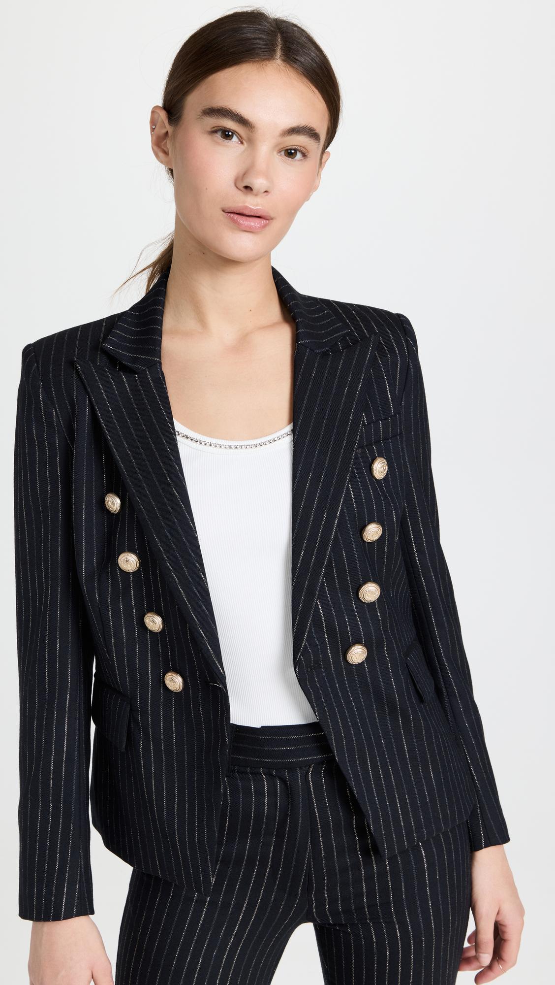 Generation Love Delilah Pinstripe Blazer in Black | Lyst