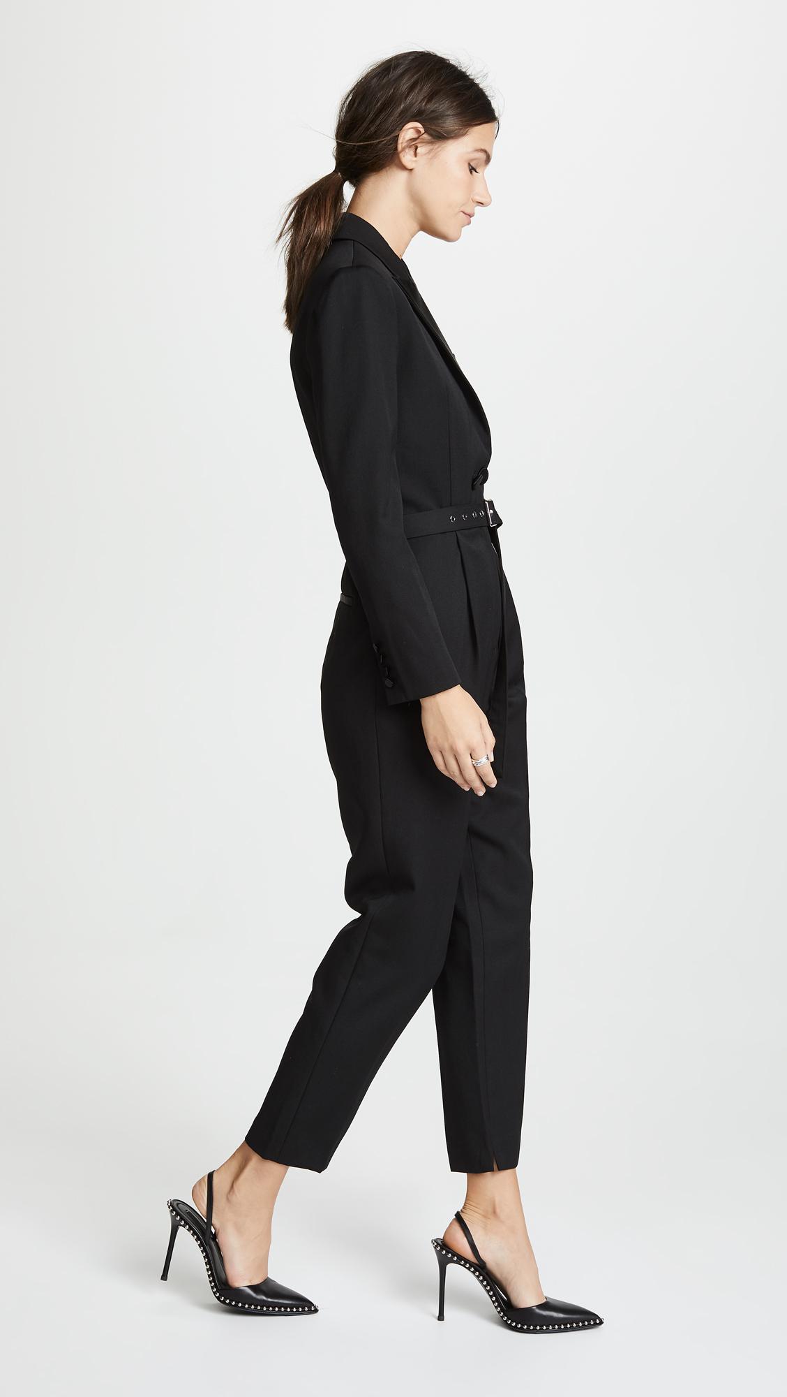 Edition10 Satin Blazer Jumpsuit in Black - Lyst