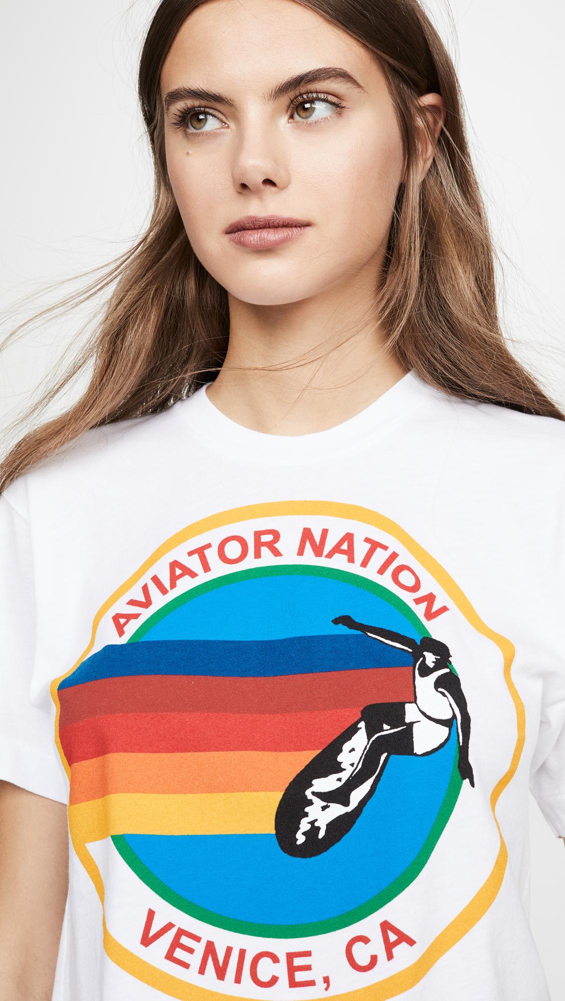 Aviator Nation Signature Boyfriend Tee in Blue | Lyst Aviator Nation Signature Boyfriend Tee in Blue | Lyst