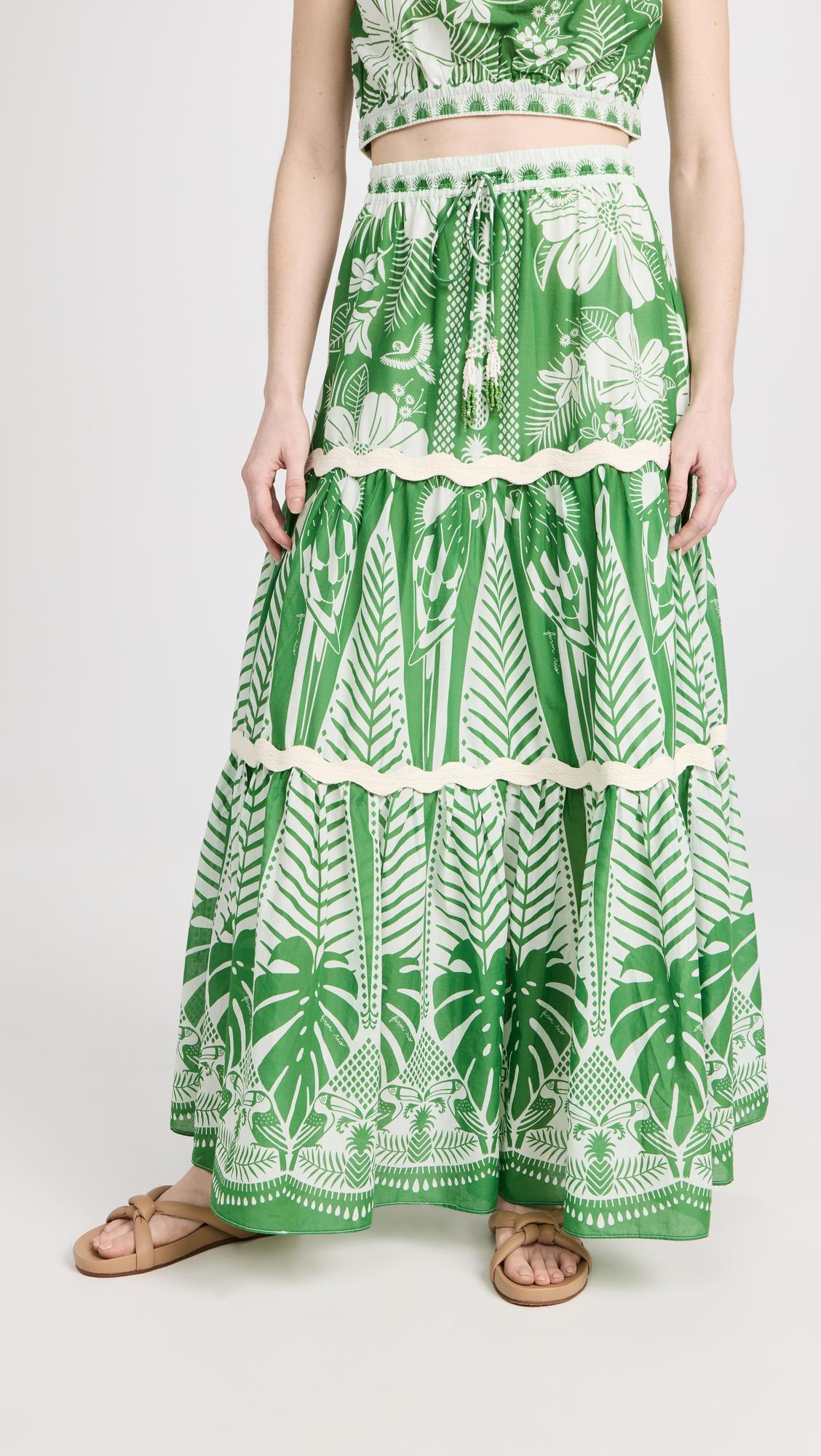 FARM Rio Macaw Elegance Off White Maxi Skirt in Green | Lyst FARM Rio Macaw Elegance Off White Maxi Skirt in Green | Lyst