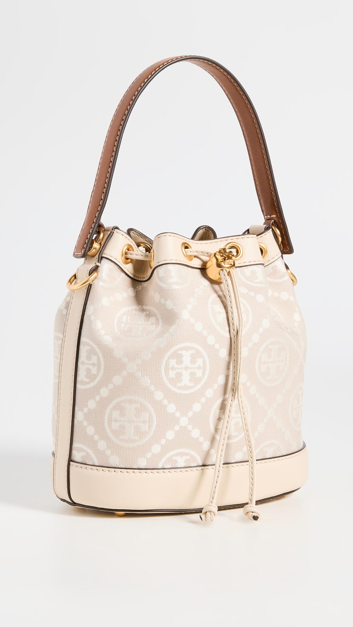 Tory Burch T Monogram Bucket Bag in White | Lyst