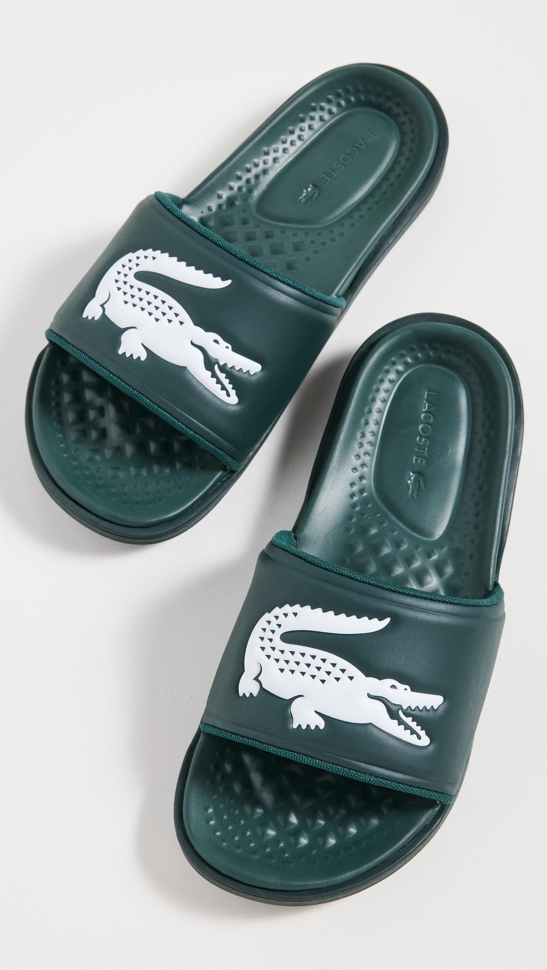 Lacoste Croco Dualiste Slides in Green for Men | Lyst