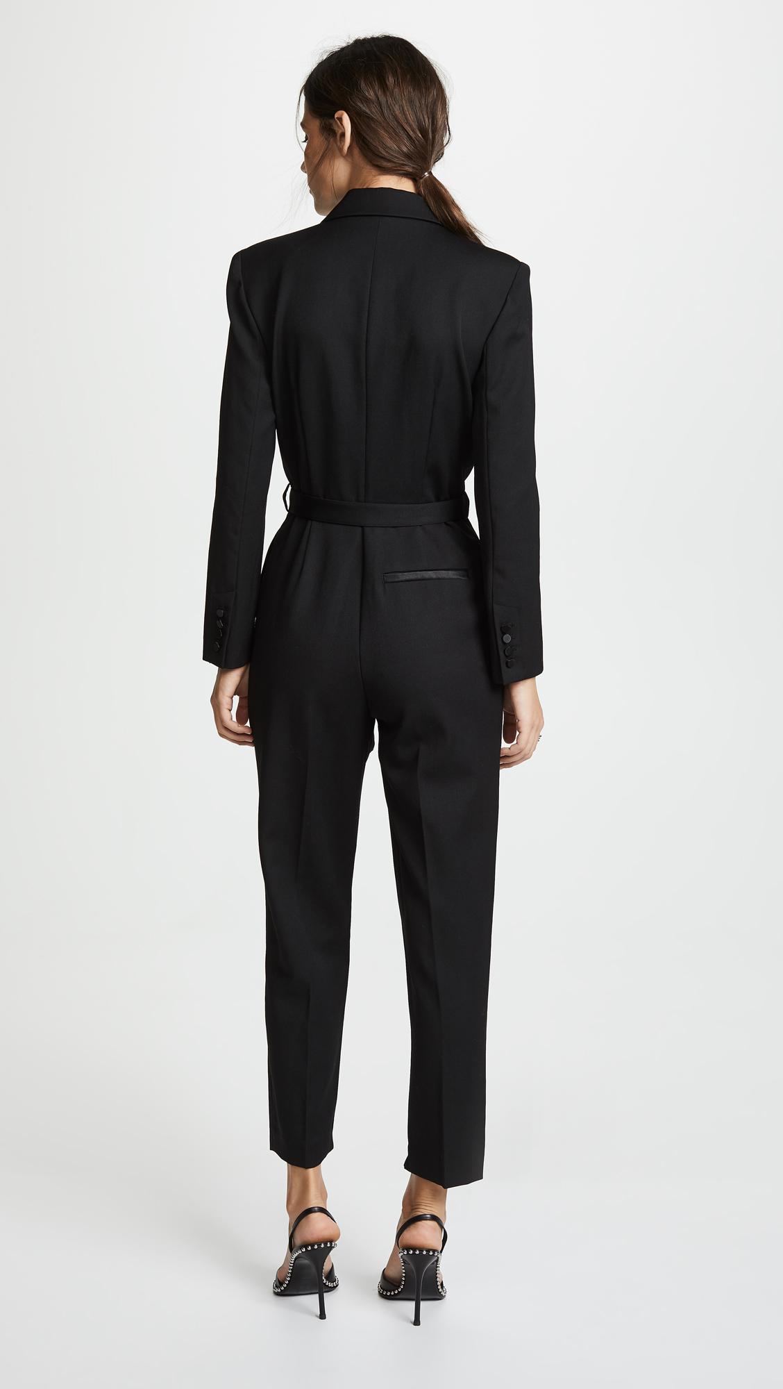 Edition10 Satin Blazer Jumpsuit in Black - Lyst