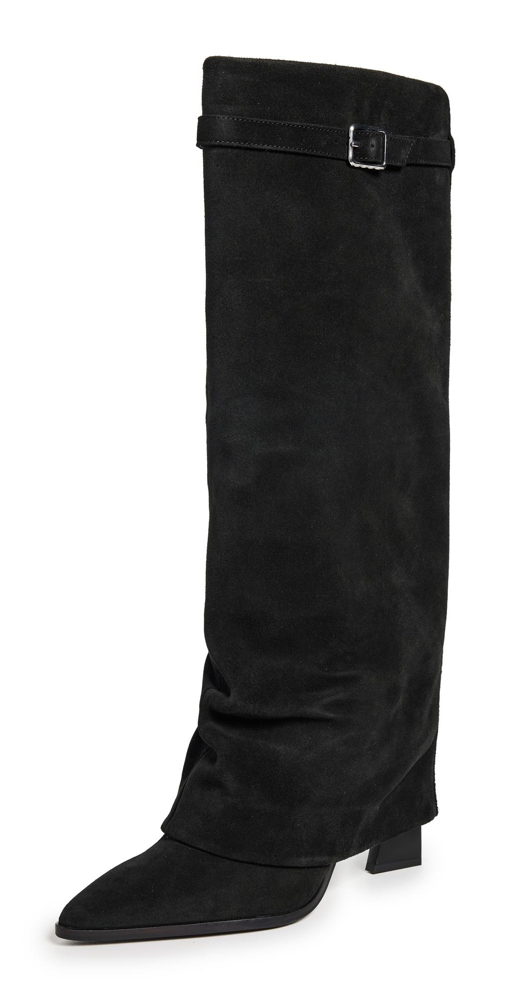 Free People Felicity Fold Over Boots in Black | Lyst