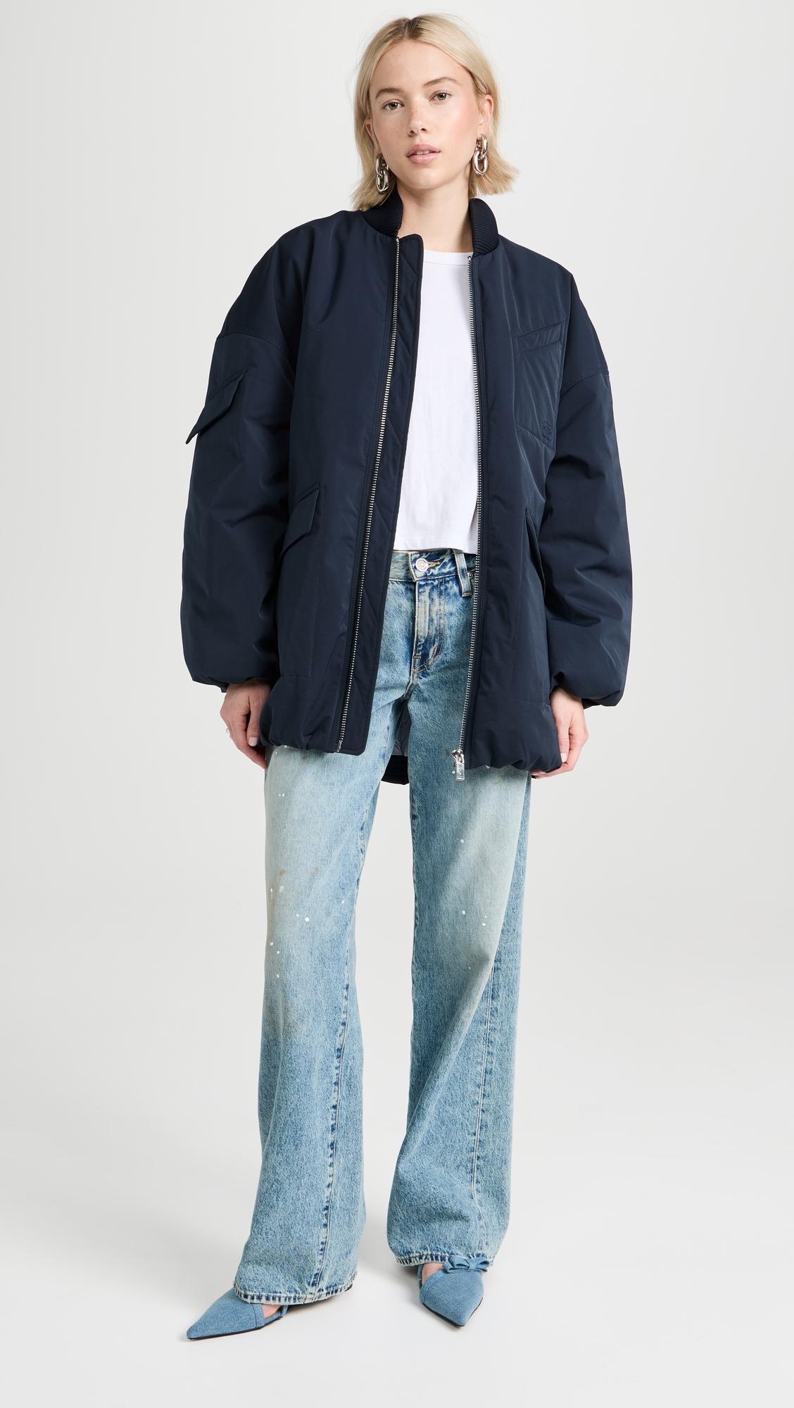 Ganni Light Twill Oversized Bomber Jacket in Blue | Lyst Ganni Light Twill Oversized Bomber Jacket in Blue | Lyst