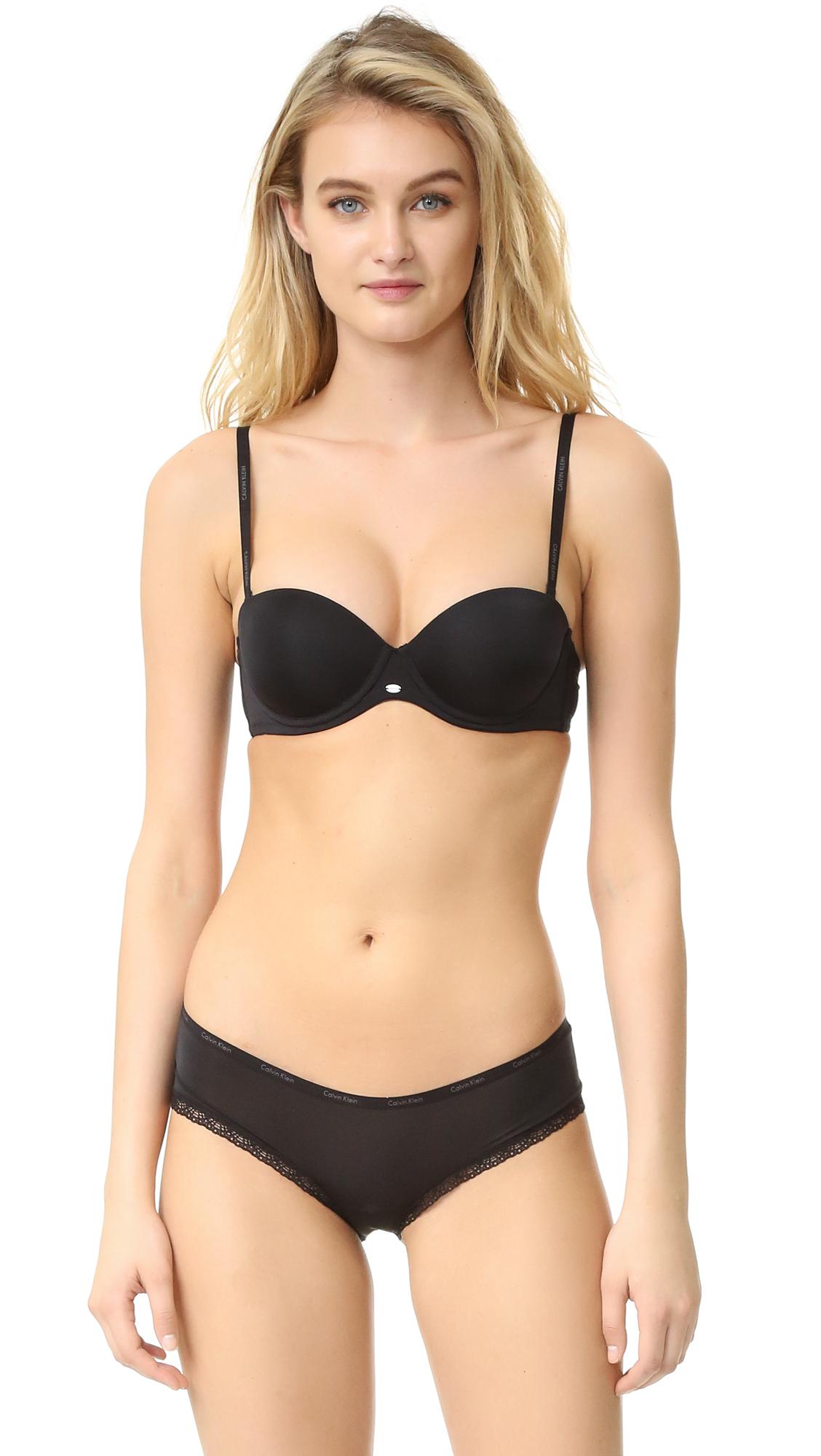 Calvin Klein Naked Glamour Strapless Push Up Bra In Black Lyst