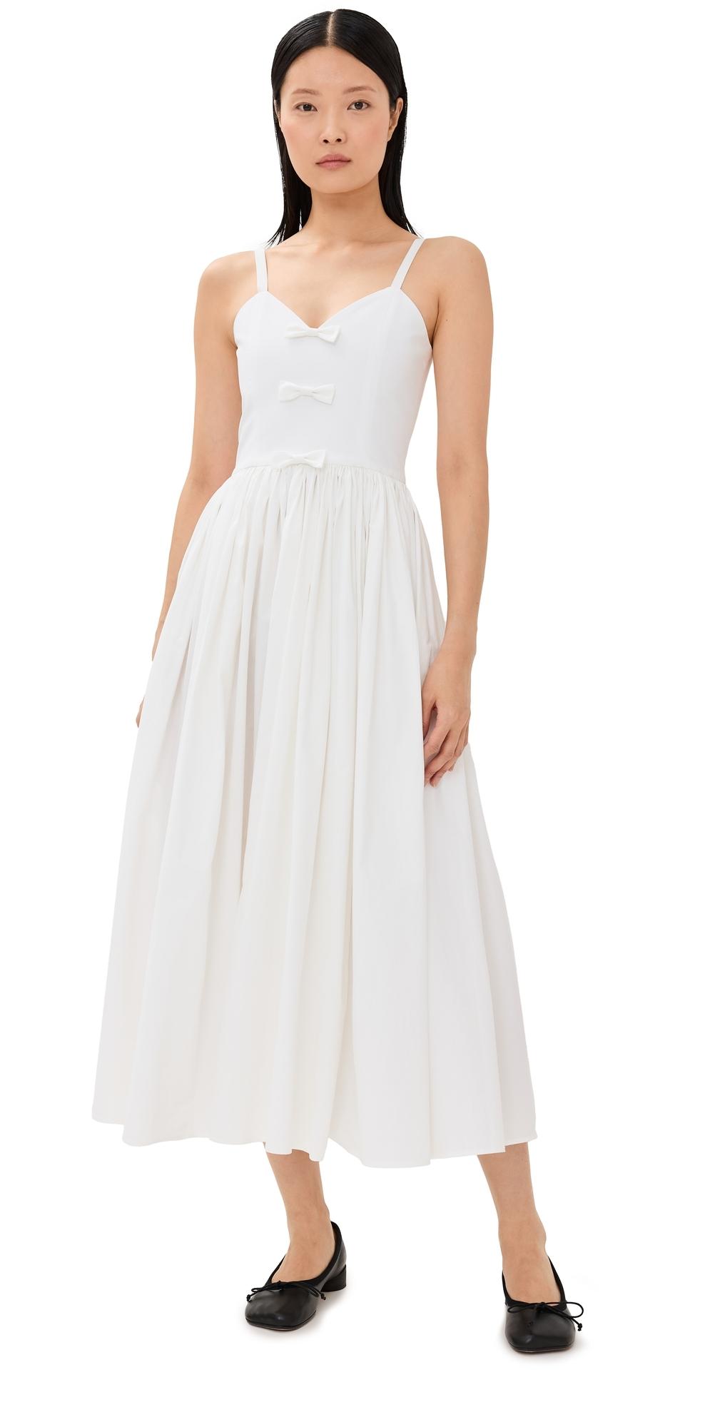 Tanner Fletcher Betty Bow Midi Dress in White | Lyst